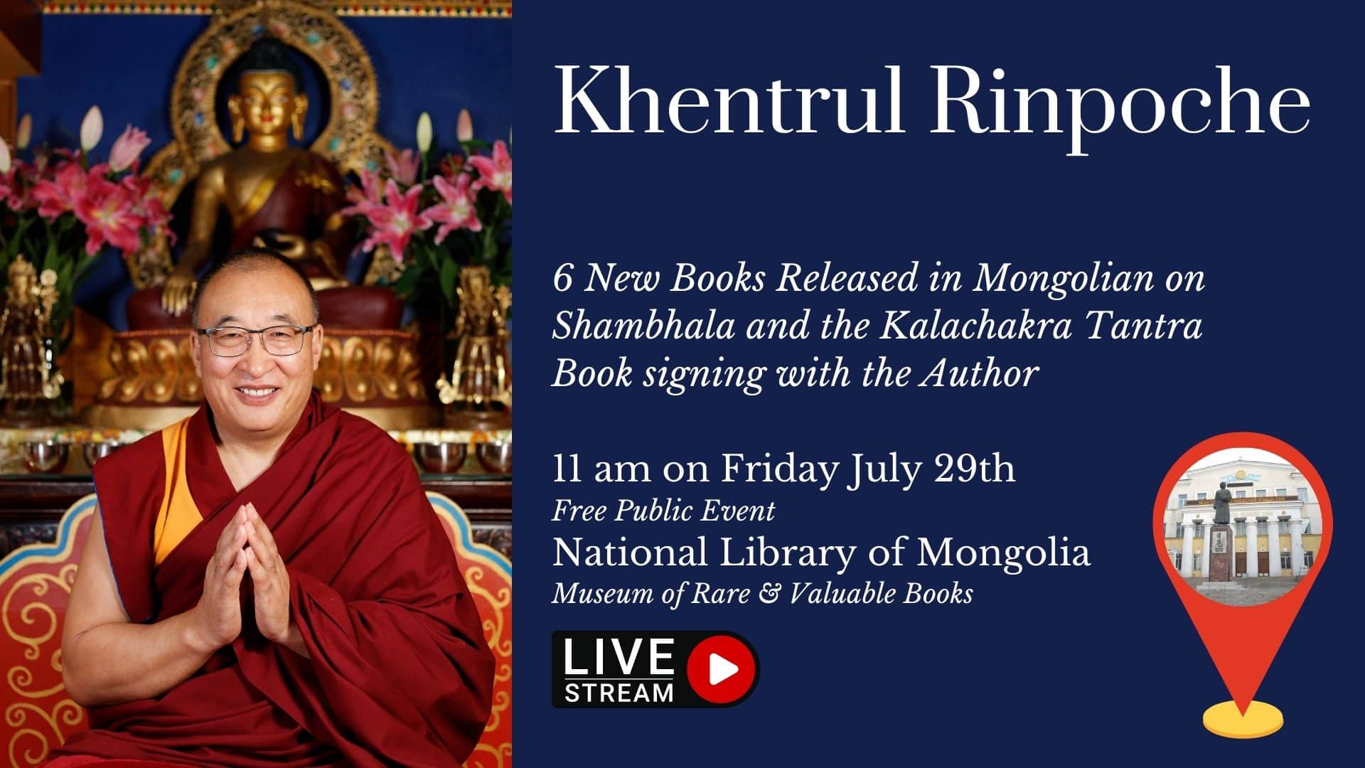 FB Live: Mongolian Shambhala & Kalachakra Books Launch & Signing with Shar Khentrul Rinpoche ...